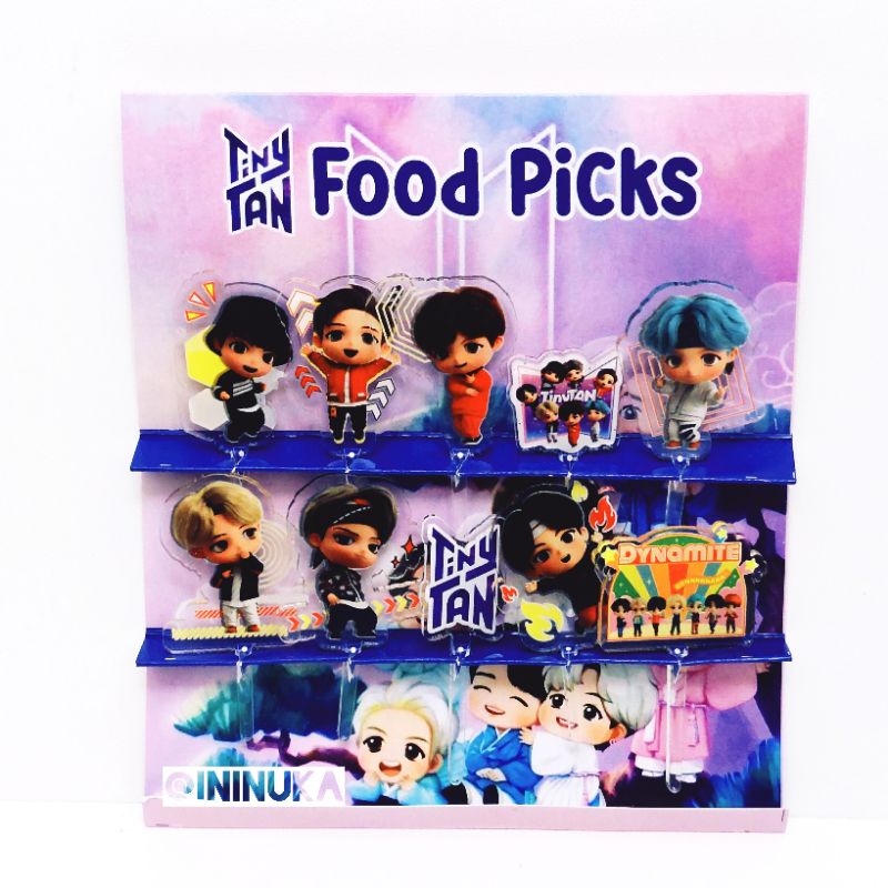 Jual Bento Food Picks Karakter Animasi BTS Tinytan Tusukan Bekal Haisan ...