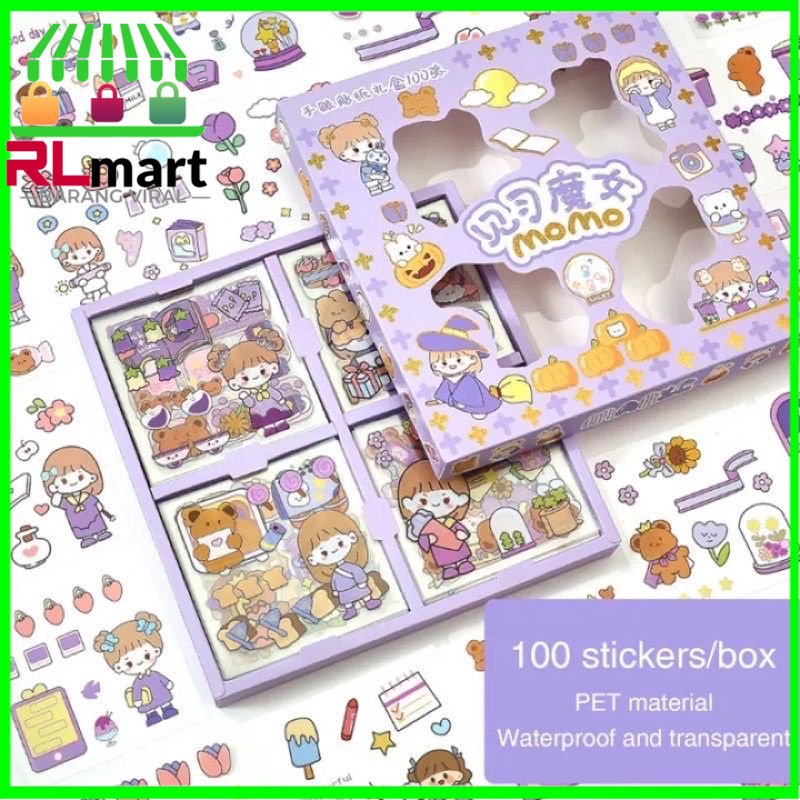 Jual Sticker Waterproof Sticker Momo Dapat Box Isi 100 Lembar RL MART ...