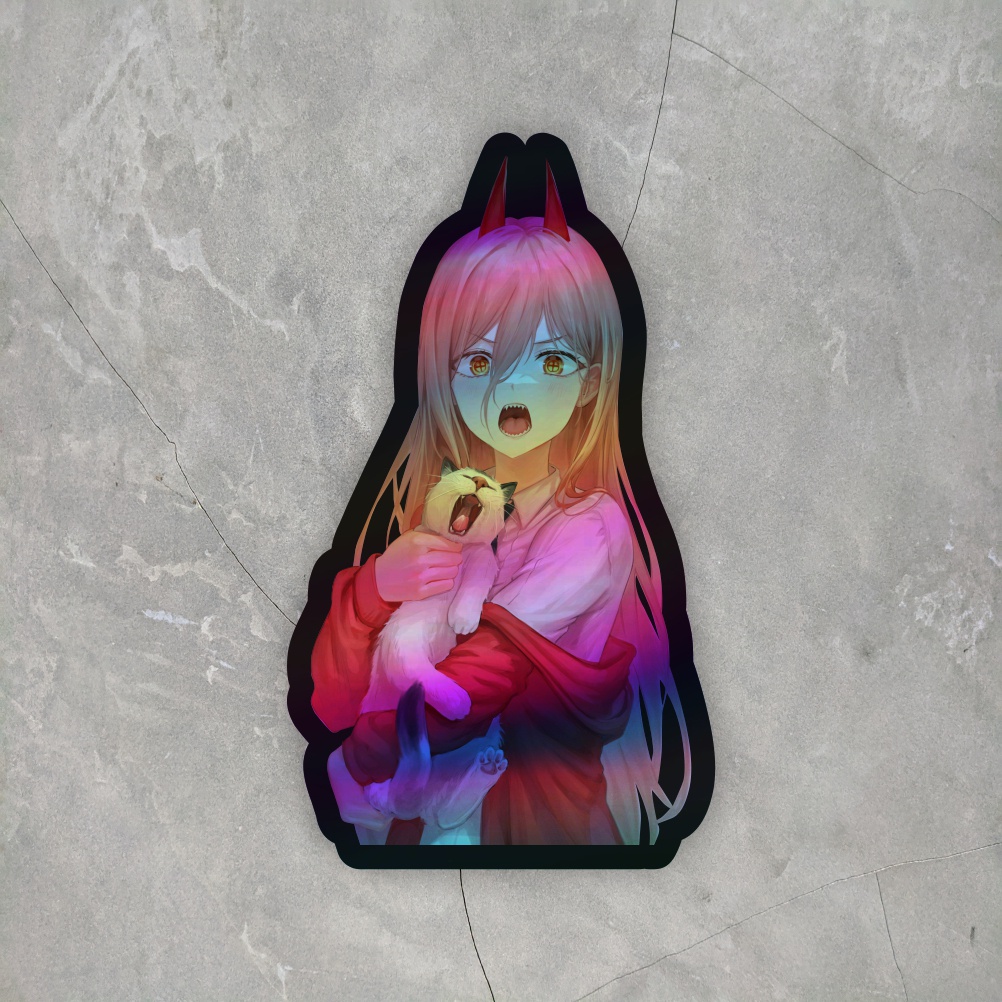 Jual Sticker Anime Hologram Powerchan Ukuran +- 7 cm | Shopee Indonesia