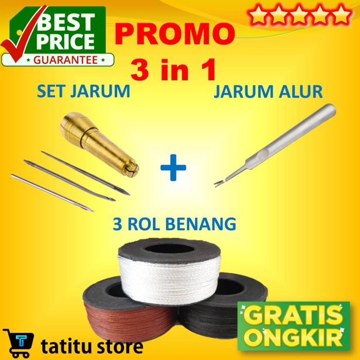 Jual """""] PROMO 3 IN 1 Set Jarum + Jarum Alur + 3 Rol Benang Jahit ...
