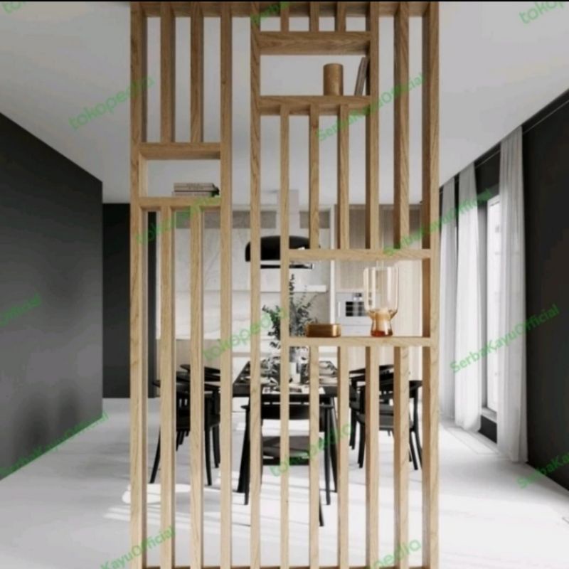 Jual PARTISI PENYEKAT RUANG TAMU KAYU MINIMALIS MODERN | Shopee Indonesia