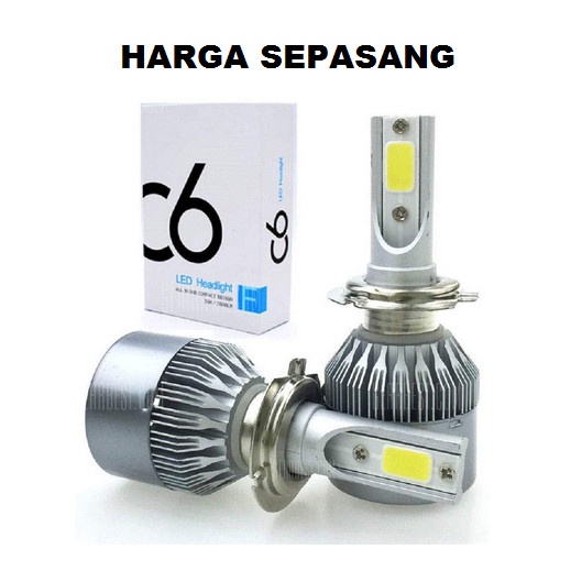 Jual Lampu Utama Mobil LED Headlight C6 SILVER H1 H3 H4 H7 H11 HB3 HB4 ...