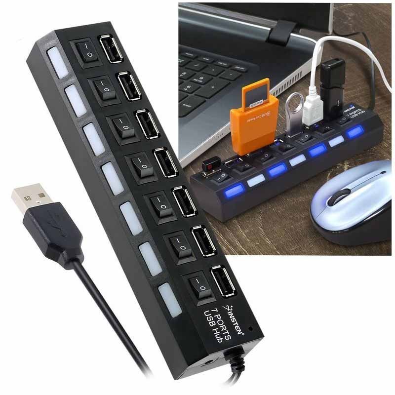 Jual USB Hub 7 Port Saklar ON-OFF USB 2.0 Port Charger HI Speed USB HUB ...