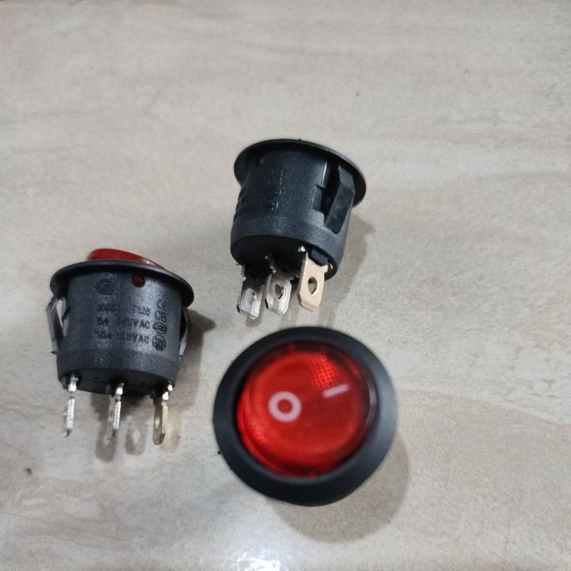 Jual Saklar Switch Round On/Off Model Bulat + Lampu (Nyala) | Shopee ...