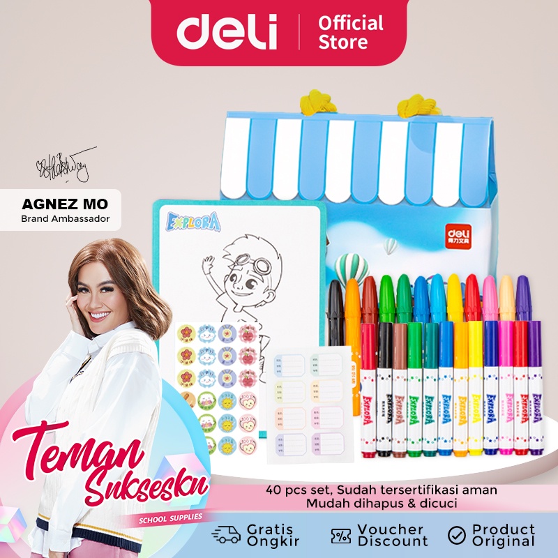 Jual Deli School Art Set / Set Alat Mewarnai Anak 40pcs Super Lengkap ...