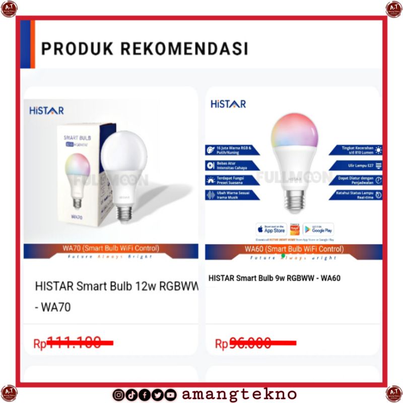 Jual LAMPU PINTAR / LAMPU SMART / SMARTBULB LED HISTAR BERGARANSI ...
