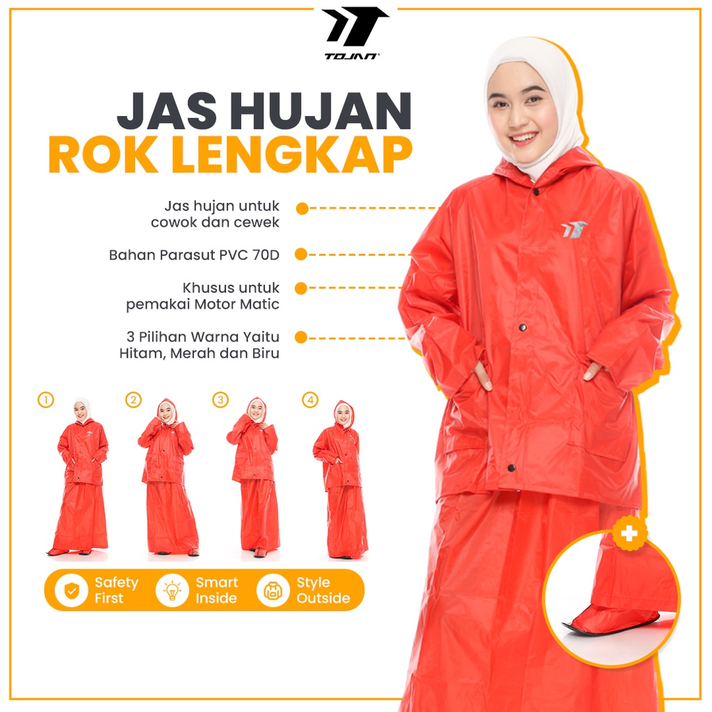 Jual Jas Hujan Rok Tojan Wanita Pria Mantel Ujan Dewasa Lengkap Jas Sepatu Raincoat Anti Rembes ...