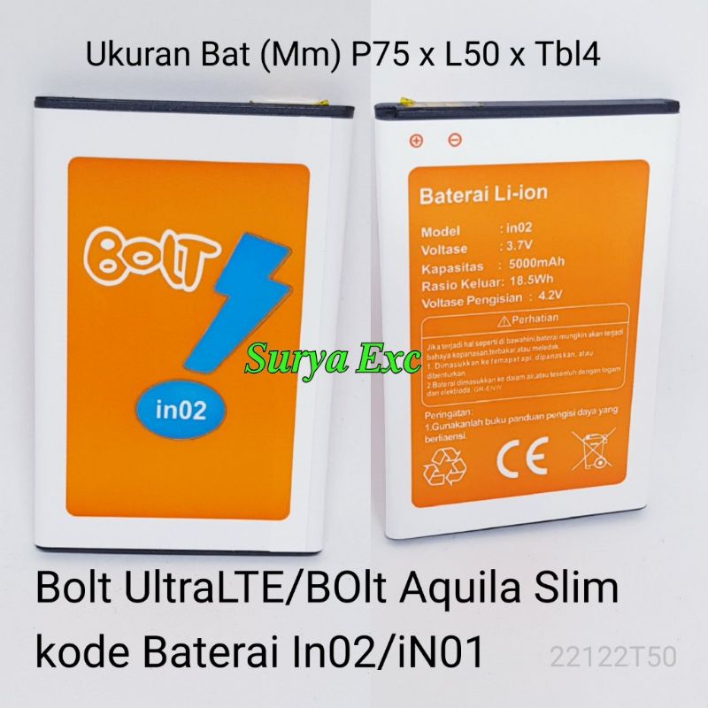 Jual Baterai Modem Bolt UltraLte Mifi Wifi 4G Bolt Aquila Slim Model In02/ in01 ORI | Shopee ...