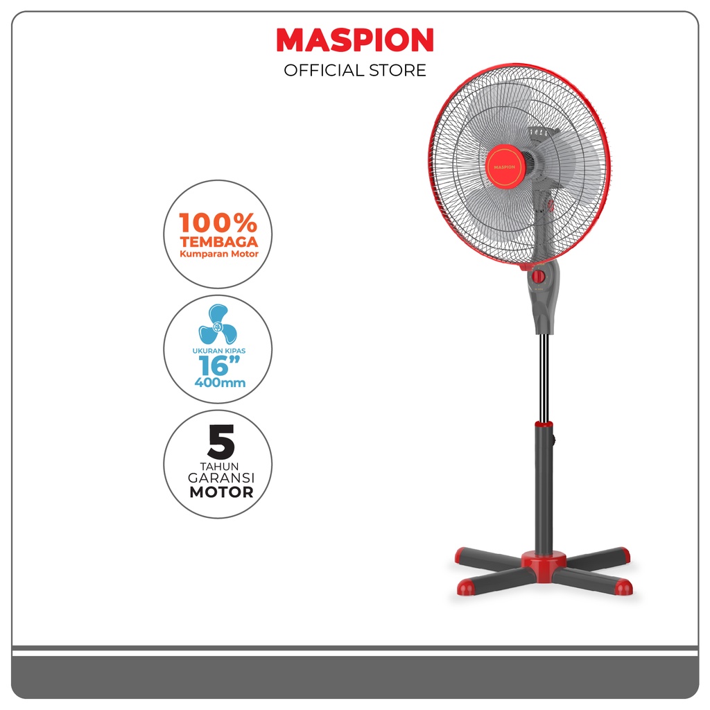 Jual Maspion Stand Fan Kipas Angin Berdiri 16 Inch EX-1611 SX | Shopee ...