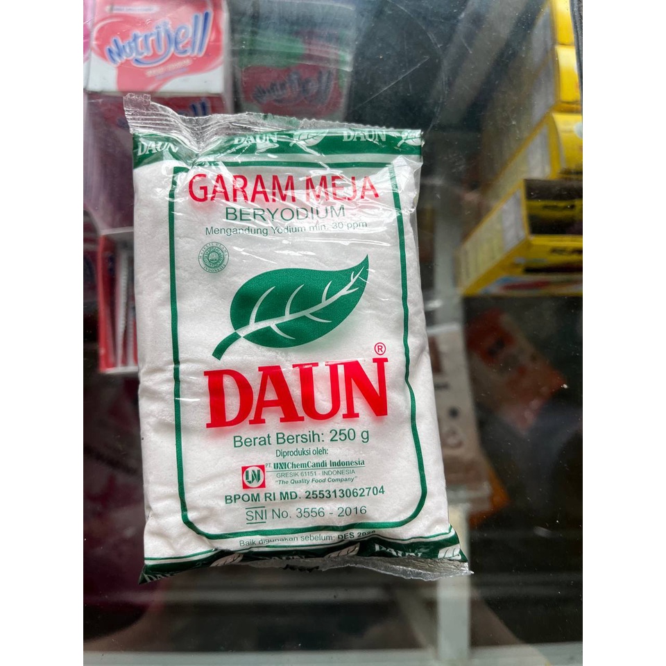 Jual Garam meja beryodium cap daun 250 gr | Shopee Indonesia