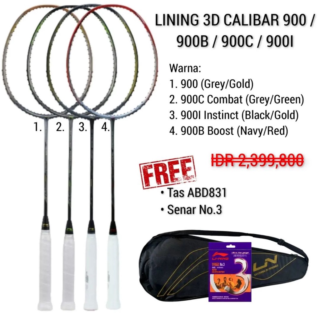 Jual Lining 3D Calibar 900 / 900B / 900C / 900I Original Raket ...
