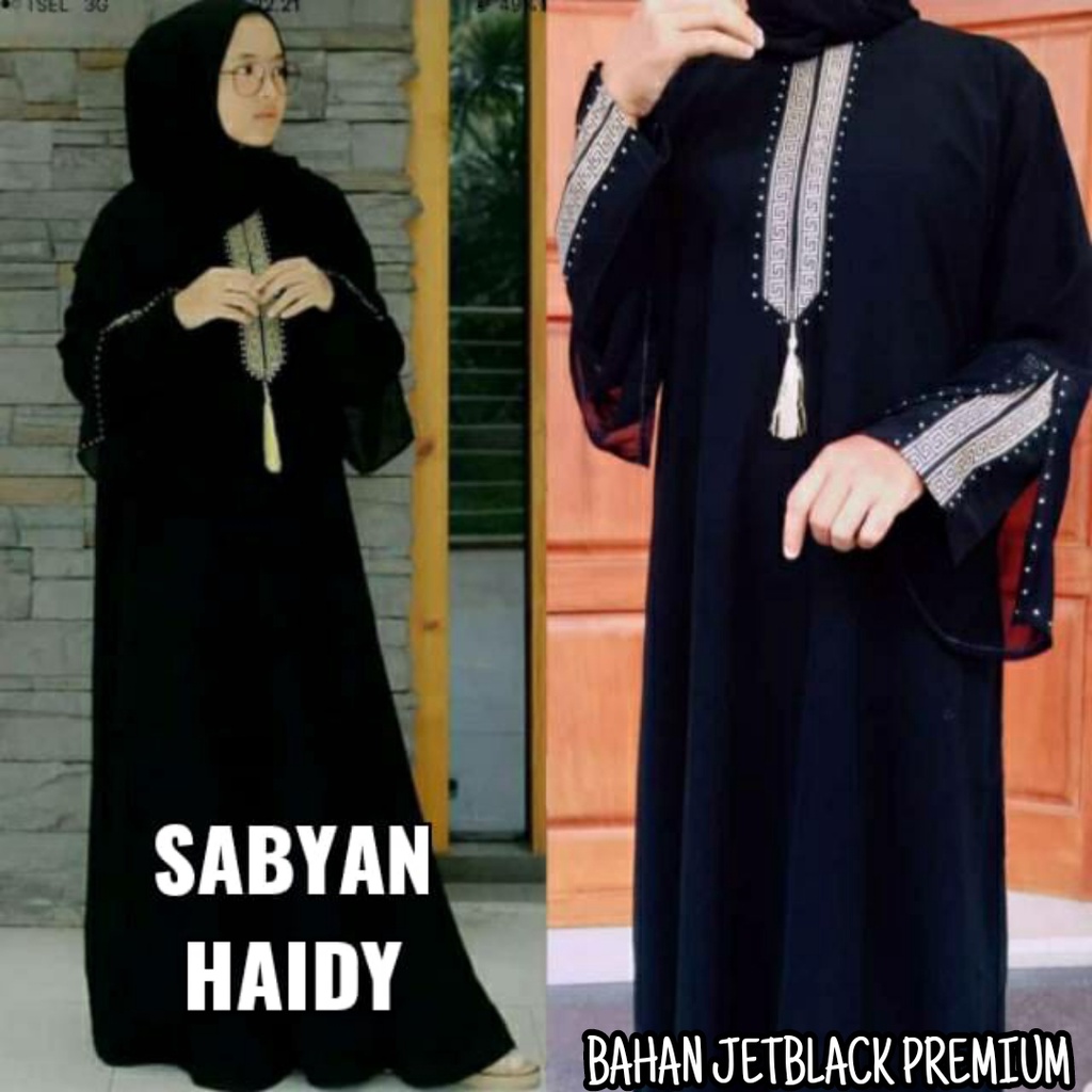 Jual FIQLA COLLECTION - ABAYA SAUDI HITAM KOMBINASI - BLACK HOLCE ...