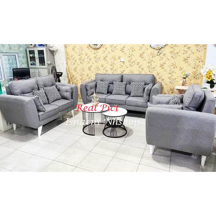 Jual Full Set Sofa Retro 321 + Meja Kopi HPL Rangka Besi Beton/Elegan ...
