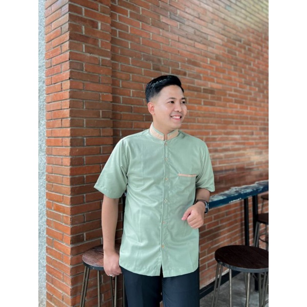 Jual baju koko couple ayah dan anak Koko dewasa warna hijau sage green 1 baju koko dewasa warna ...