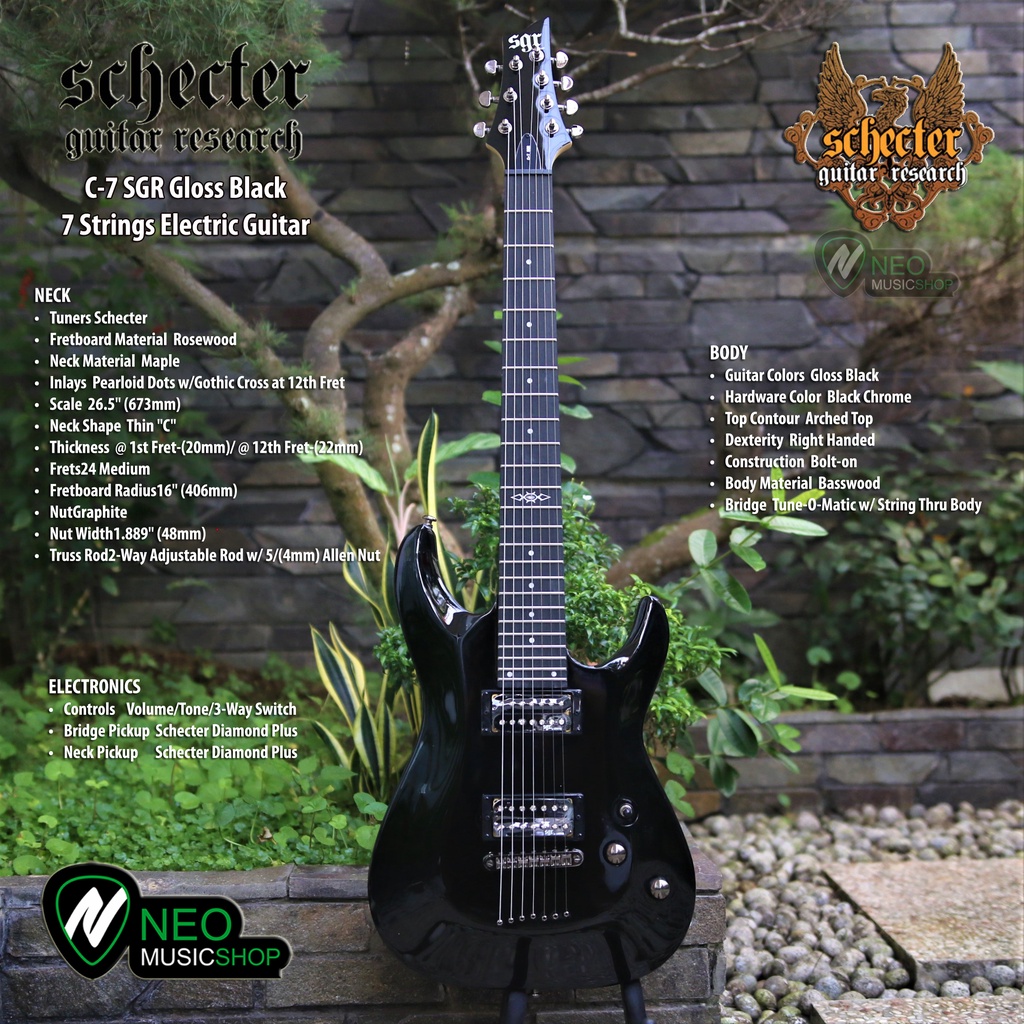 Jual SCHECTER C-7 SGR Gloss Black 7 Strings Electric Guitar | Shopee ...