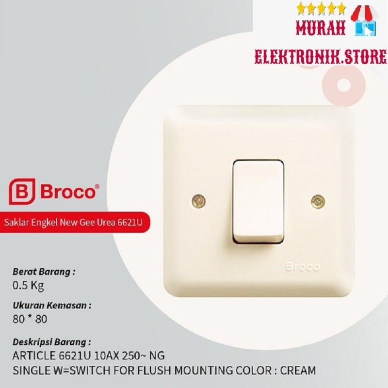 Jual BROCO IB SAKLAR ENGKEL CREAM 6621 - 6621U NEW GEE SINGLE SWITCH INBOW TANAM | Shopee Indonesia