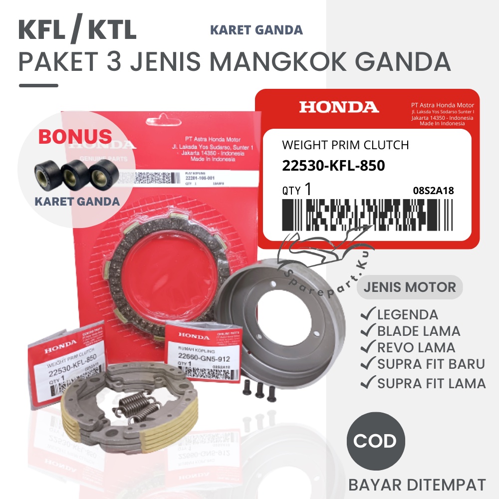 Jual KFL / KTL BONUS KARET GANDA + PAKET SUPRA FIT NEW 3 JENIS RUMAH MANGKOK + PLAT KOPLING ...