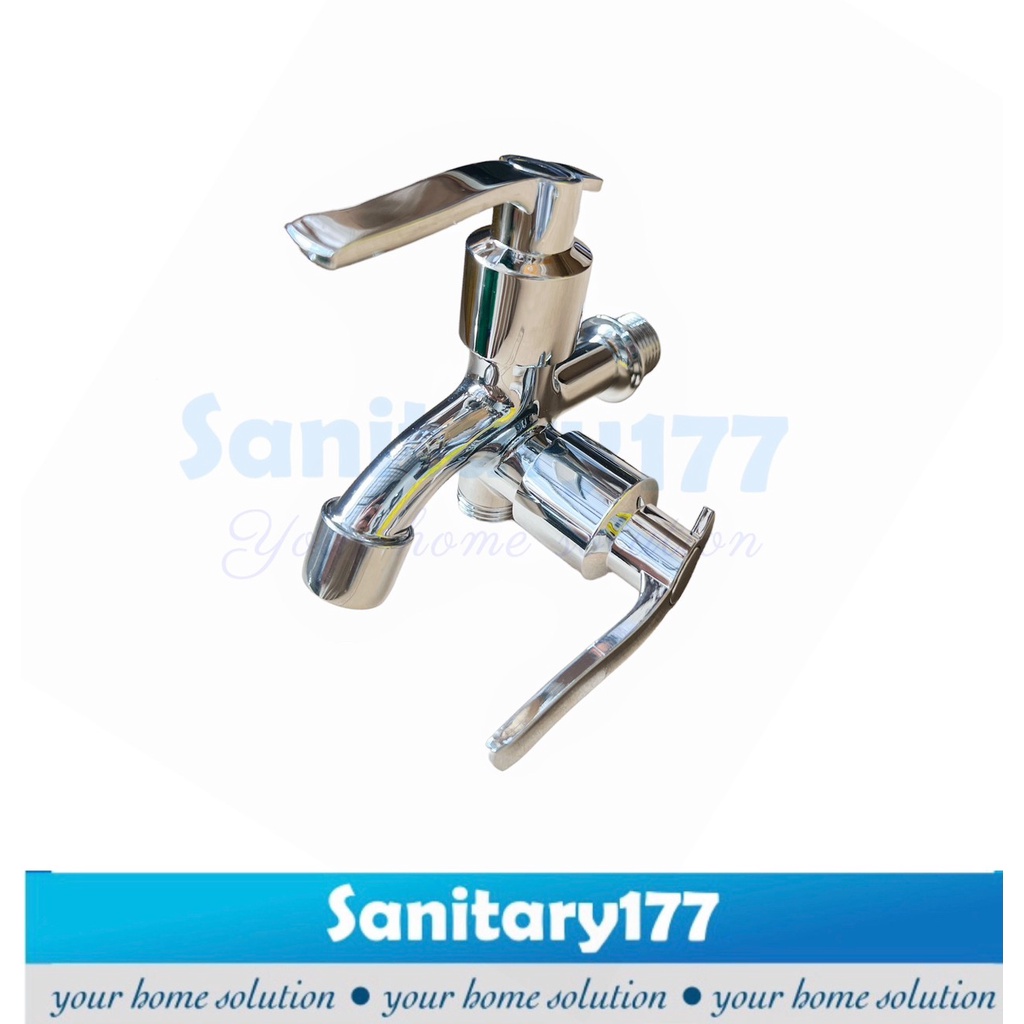 Jual kran cabang engkol F3 minimalis - keran air double shower cabang double kran 2 cabang two ...