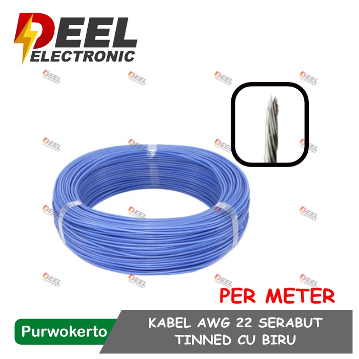 Jual KABEL AWG 22 SERABUT TINNED CU BIRU PER METER CABLE 22 AWG BLUE ...