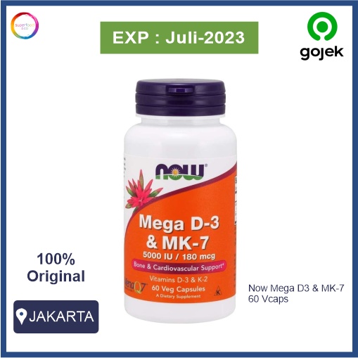 Jual NOW Vitamin MEGA D-3 MK-7 5000 IU 180 - 60 Veg Caps | Shopee Indonesia
