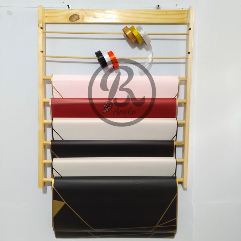 Jual Rak pita dan rak kertas wrapping kayu rak serbaguna | Shopee Indonesia