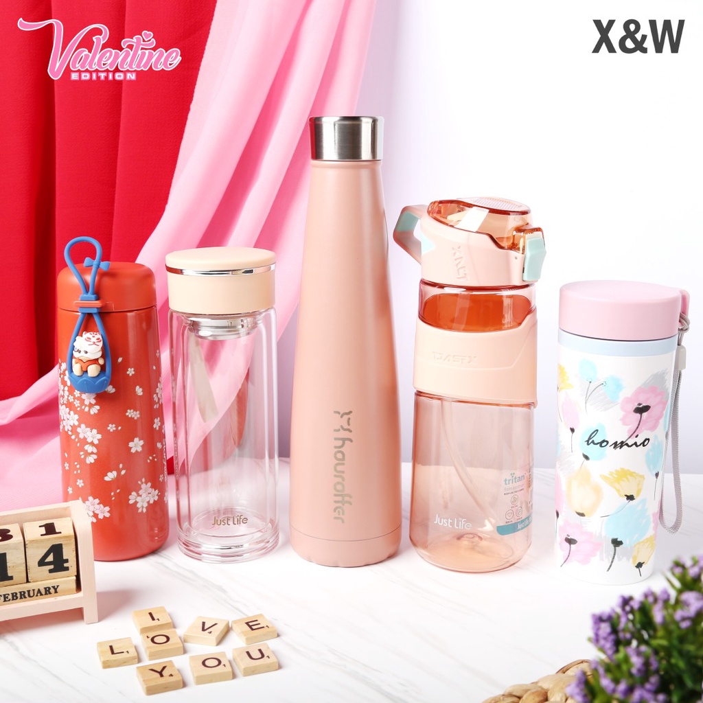 Jual X&W Hampers Tumbler Botol Minum Pink Series Valentine Gift Package ...