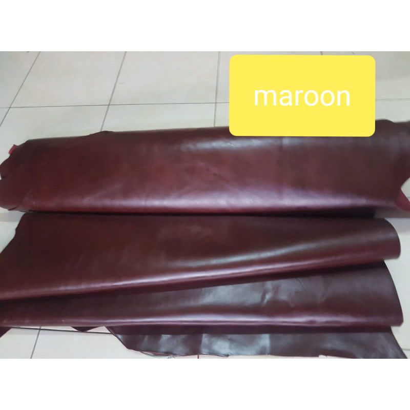 Jual Bahan Kulit sapi lembaran asli jenis pull up warna merah marun ...