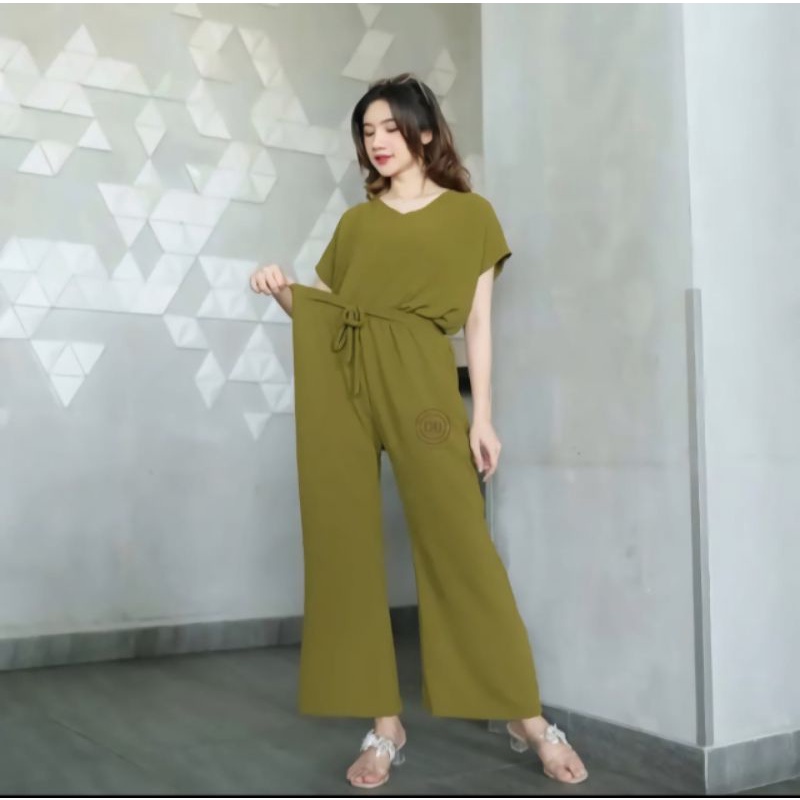 Jual CAMELIA ONE SET CRINKLE AIR FLOW/SETELAN CRINKLE V-NECK LENGAN ...