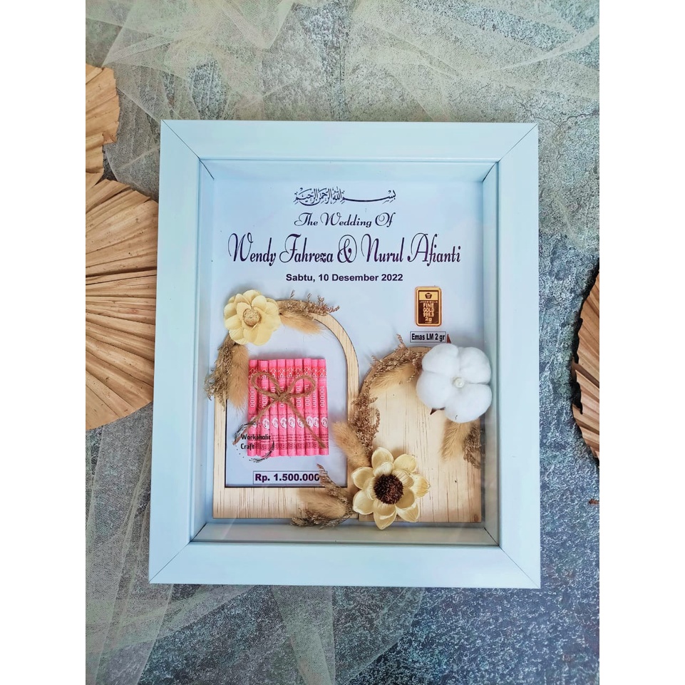 Jual Mahar Rustic Frame Putih Fiber Mahar Pernikahan Aesthetic | Shopee ...