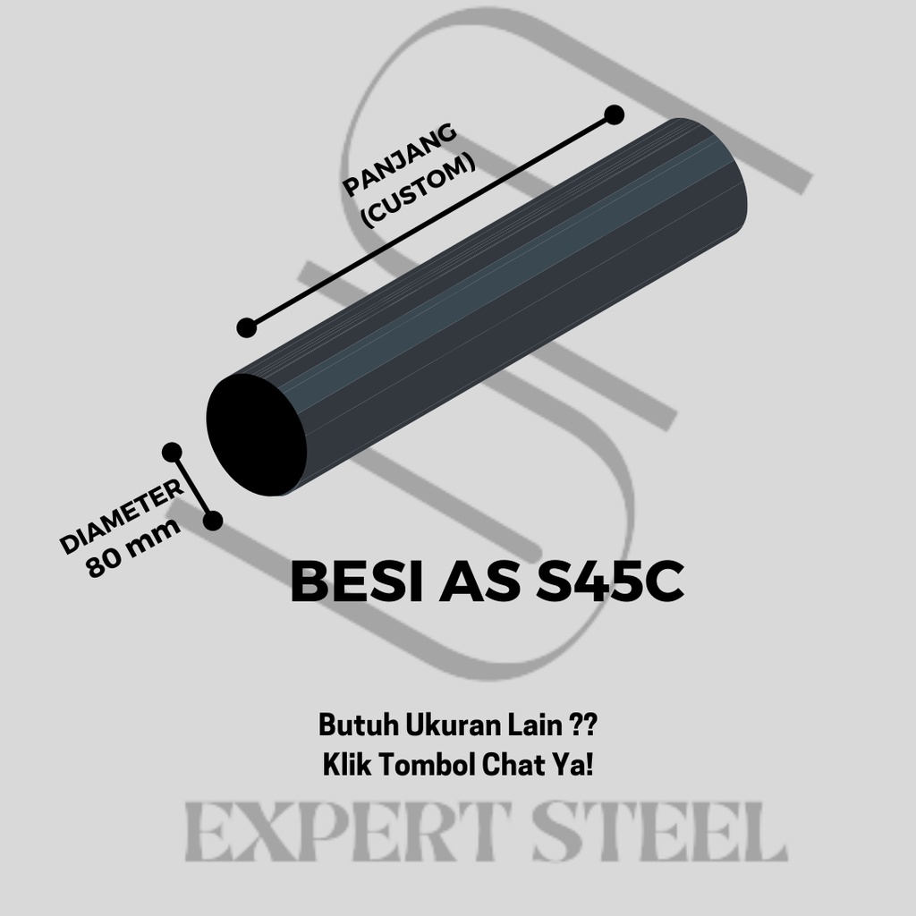 Jual BESI AS S45C DIAMETER 80mm x Custom | Shopee Indonesia