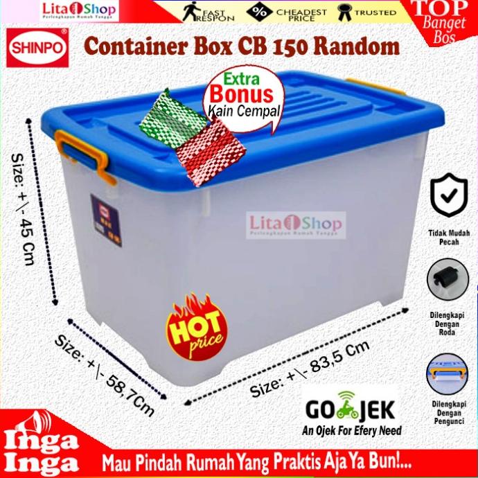 Jual SHINPO 119 CONTAINER HERCULES BOX CB 150 LITER PLASTIK DENGAN RODA ...