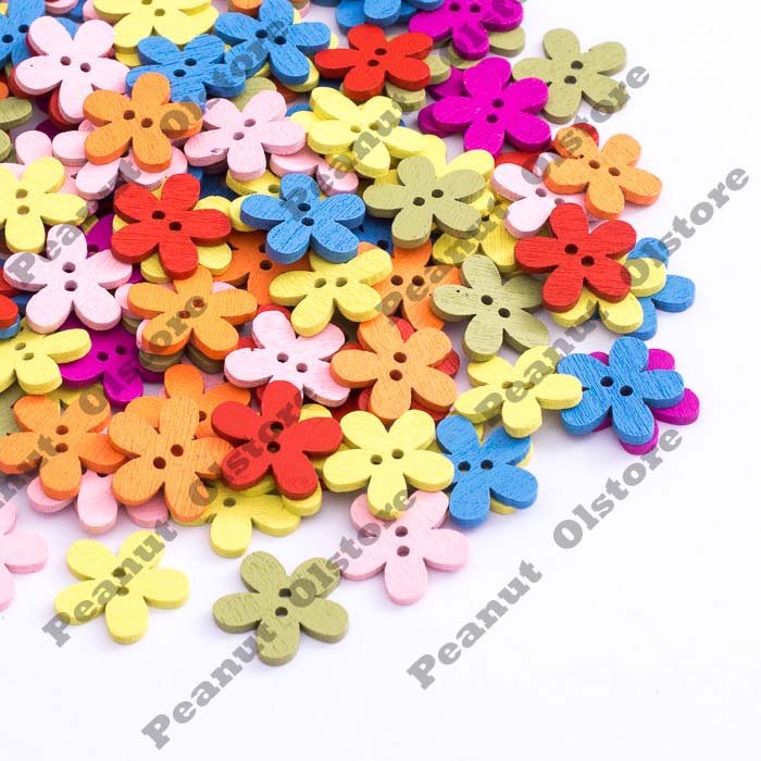 Jual Kancing kayu bunga warna - warna acak | Shopee Indonesia