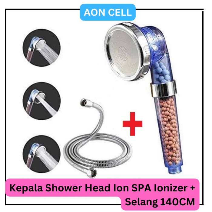 Jual Kepala Shower Head Ion SPA Ionizer Healthy Crystal 3 Mode Selang ...
