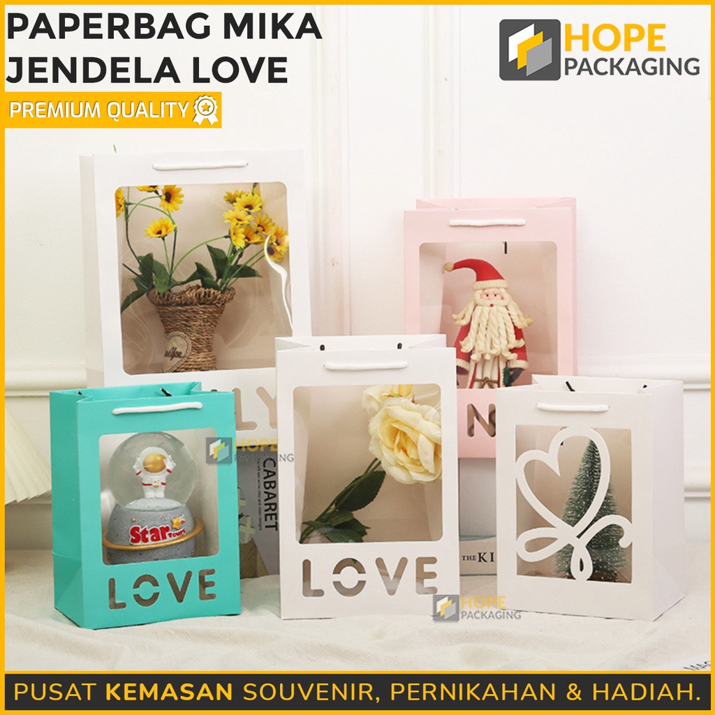 Jual Paper Bag Mika Bentuk Love/Tulisan Love Size : 25x18x 13 cm / Tas ...