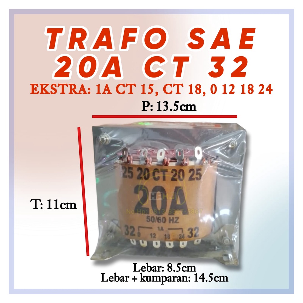 Jual TRAFO TRANSFORMER SAE 20A CT 32 MURNI travo sae 20 amper ct 32v ...