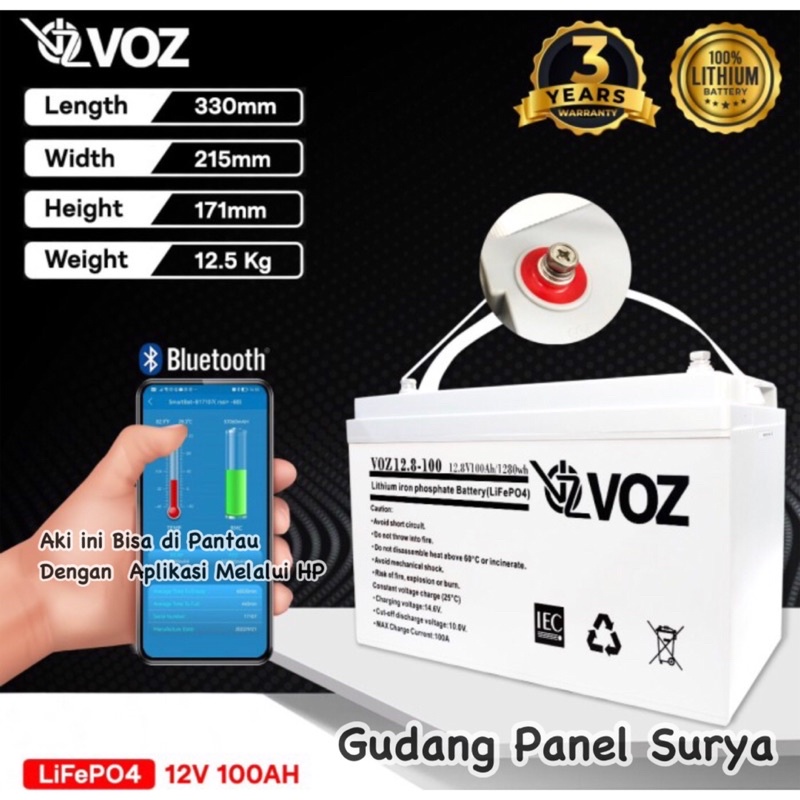 Jual Aki Lithium VOZ Battery Lithium LiFePO4 12,8V 100AH voz LiFePo4 ...