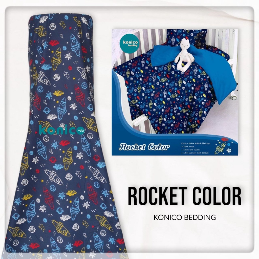Jual KONICO Bahan Kain Sprei katun Motif tabur Anak ROCKET COLOR | ELBHE STAR CATRA GROW ...