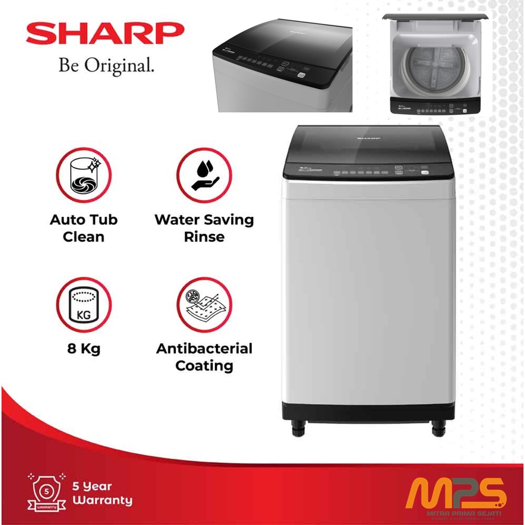 Jual Mesin Cuci 1 Tabung Sharp ES-M8000T-GG - 8 KG - No Holes | Shopee Indonesia