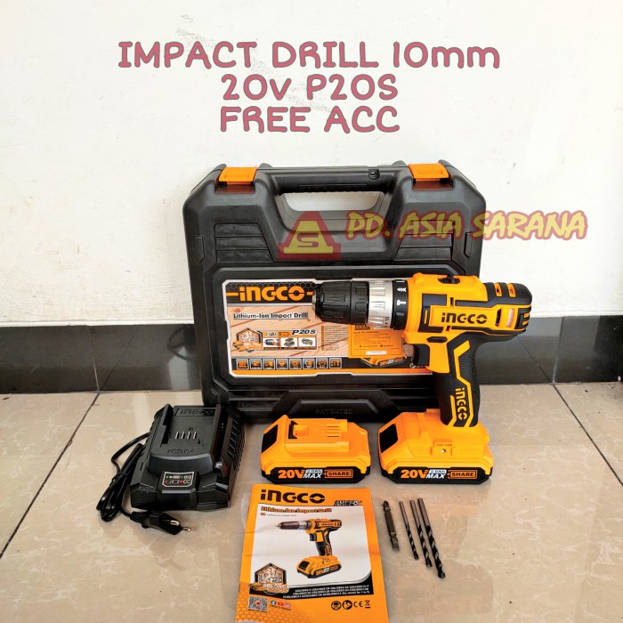 Jual Cordless Drill 10mm Impact ECO INGCO CIDLI200215 / Bor Tembok Set ...