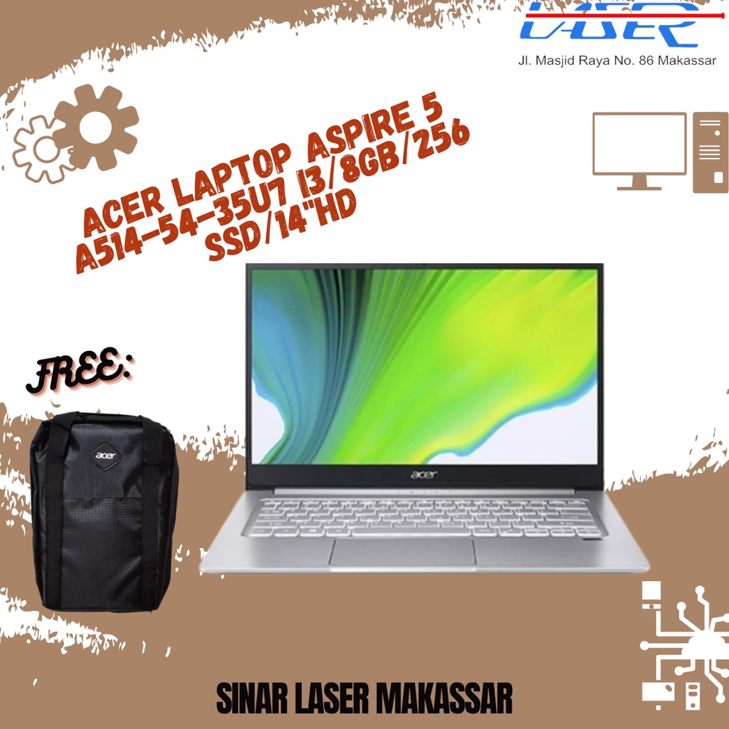 Jual LAPTOP ACER ASPIRE 5 A514-54-35U7 I3-1115G4/8GB/256GB SSD/NVIDIA ...
