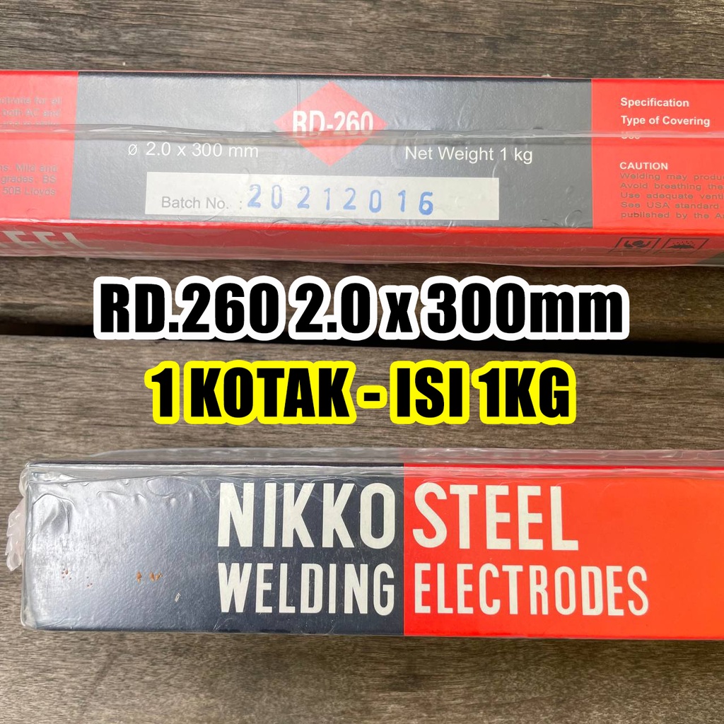 Jual KAWAT LAS NIKKO STEEL NIKO STEL RD 260 1kg 2.0x300mm Pakan Las Listrik Elektroda | Shopee ...