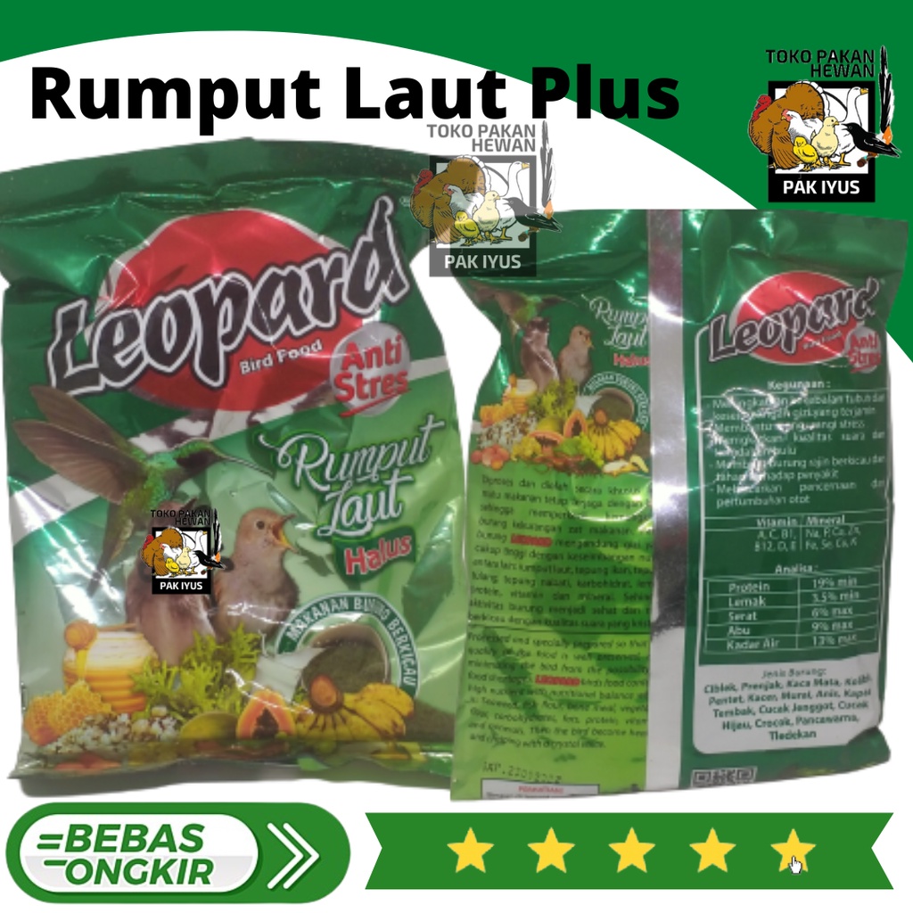 Jual LEOPARD BIRDFOOD RUMPUT LAUT HIJAU PAKAN PUR VOER HALUS ALUS ...