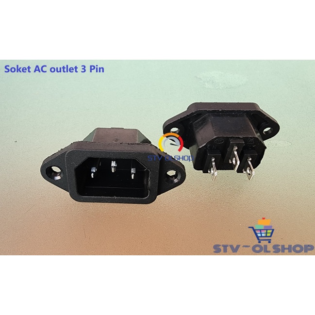Jual Soket AC outlet 3 pin / soket ac power outlet computer | Shopee Indonesia