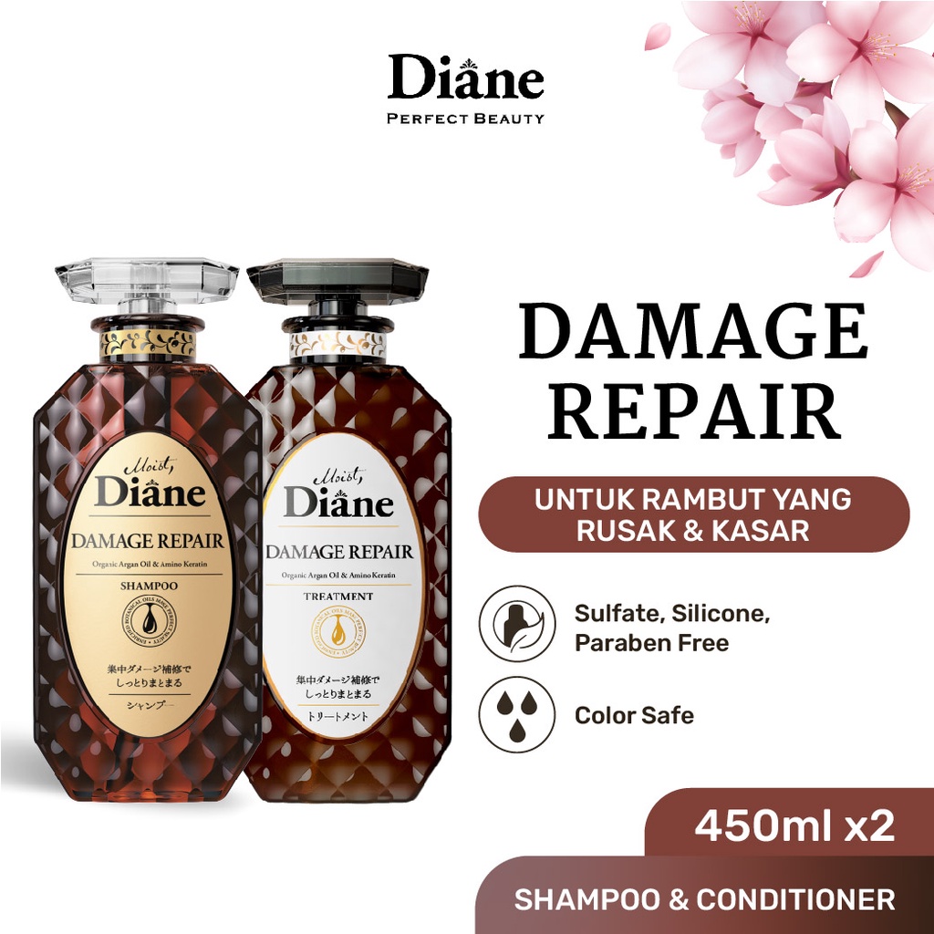 Jual Moist Diane DAMAGE REPAIR Shampoo + Treatment 450ml (Made In Japan ...