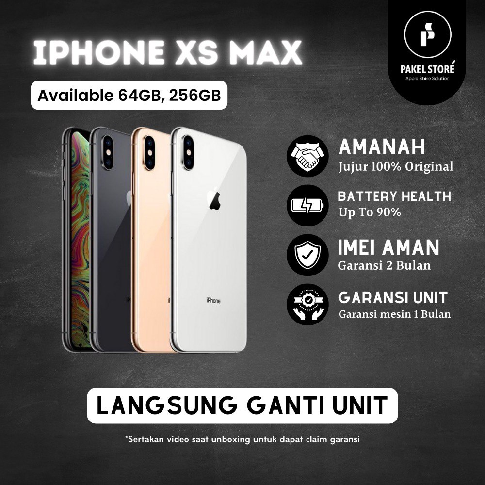 Jual IPHONE XSMAX 64GB / 256GB / 512GB SECOND LIKE NEW ORIGINAL FULLSET MURAH GARANSI IMEI ...