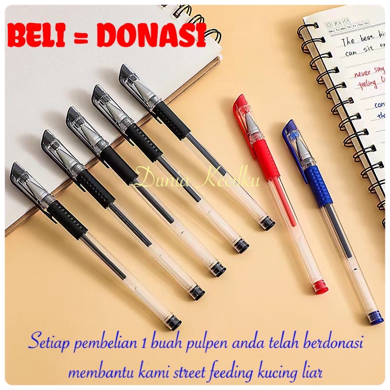 Jual Pulpen Gel Tinta Lancip Warna Biru / Merah / Ballpoint / Pena (1 ...