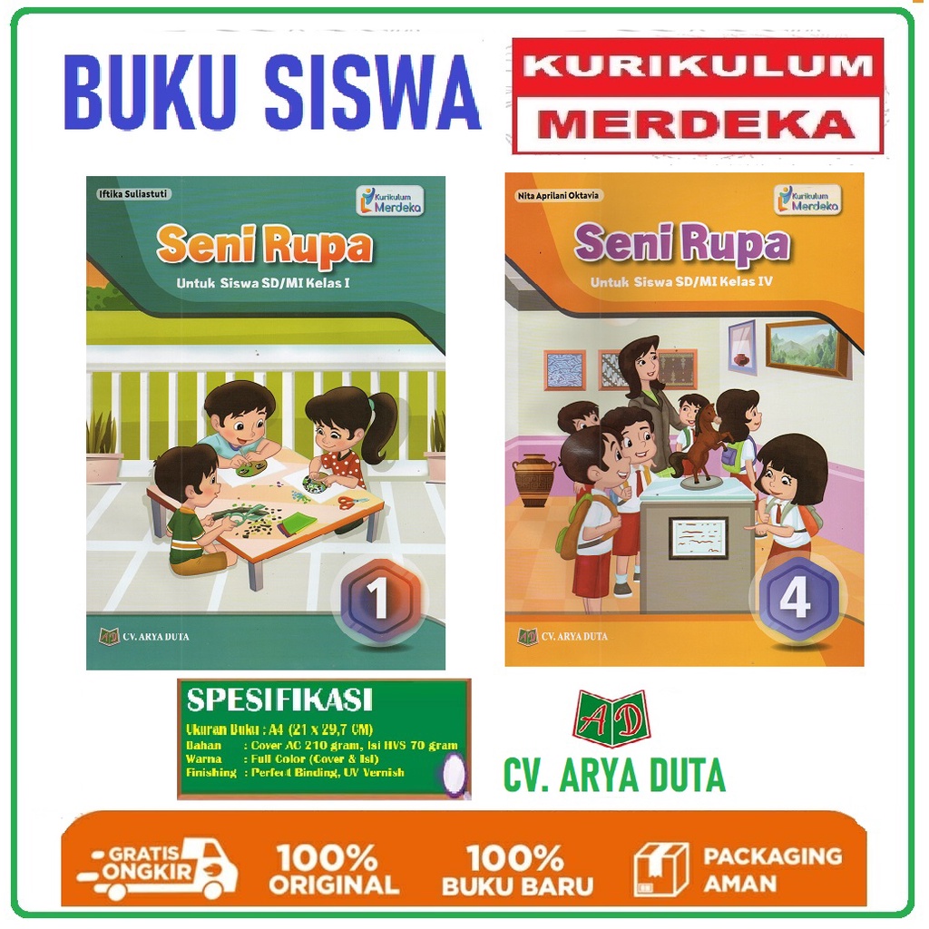 Jual BUKU SENI RUPA KURIKULUM MERDEKA SD / MI KELAS 1 & 4 - Penerbit Arya Duta | Shopee Indonesia