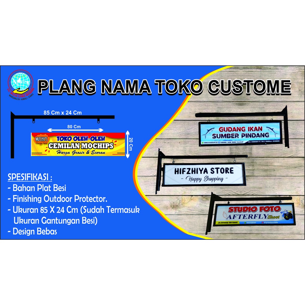 Jual Plang Nama Toko Custome 85 X 25 Cm Dengan Frame Besi | Shopee ...