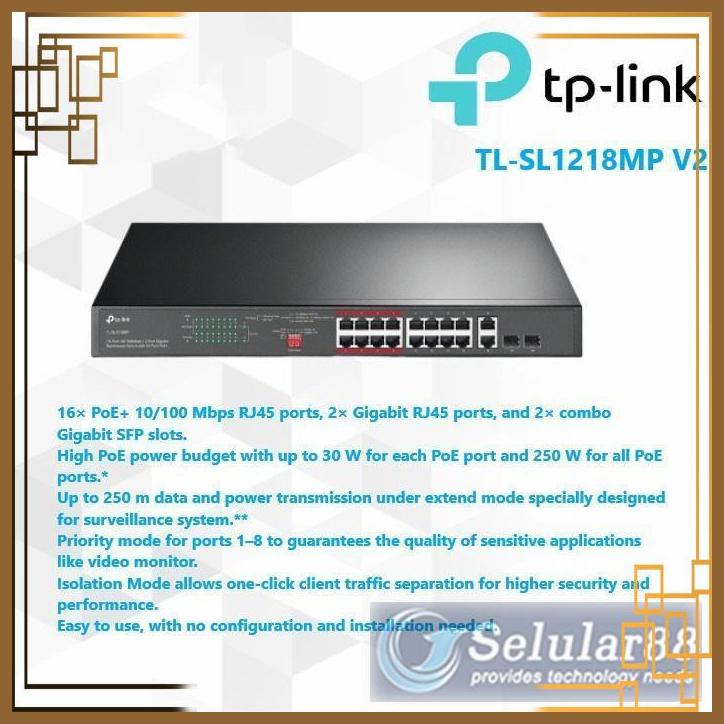 Jual TP-Link TL-SL1218MP V2 16Port 2Port Gigabit Rackmount Switch Hub ...