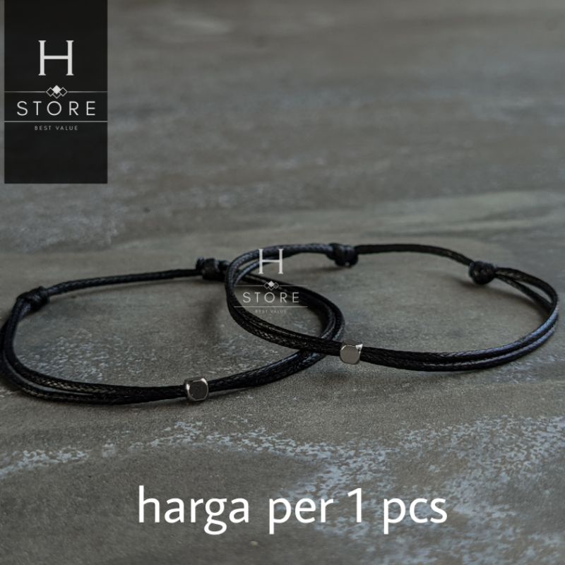 Jual Gelang pria premium Paracord 4mm Gelang hitam X bead Gelang couple ...